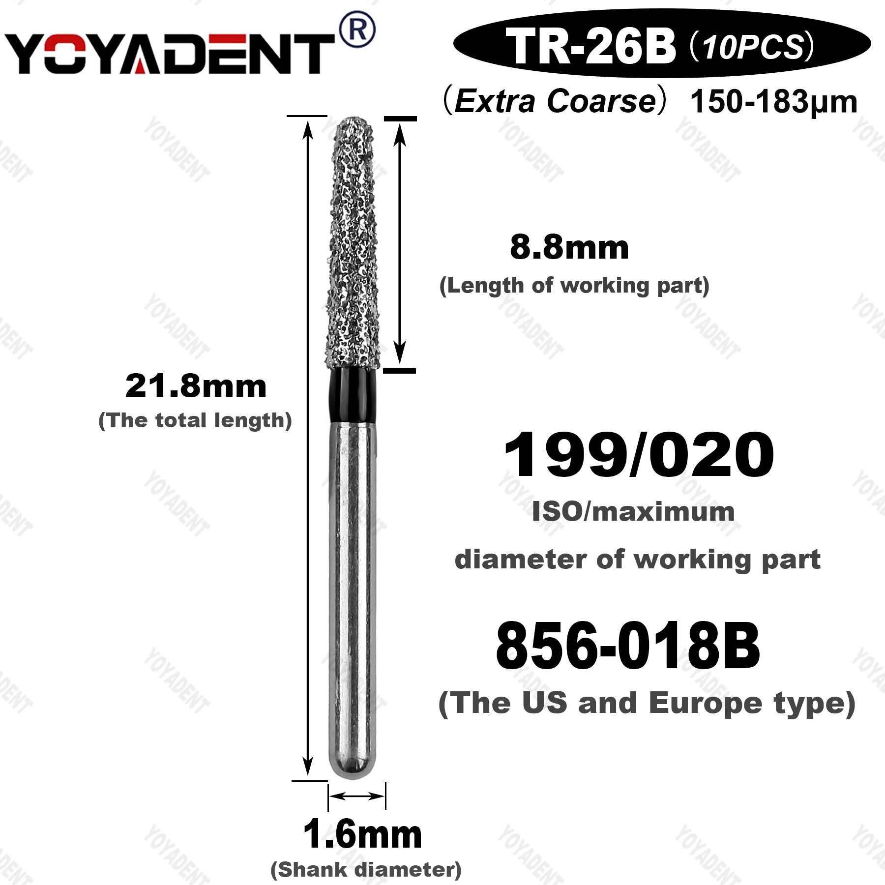 YOYADENT TR-26B Алмазные боры 10шт. (Extra Coarse)