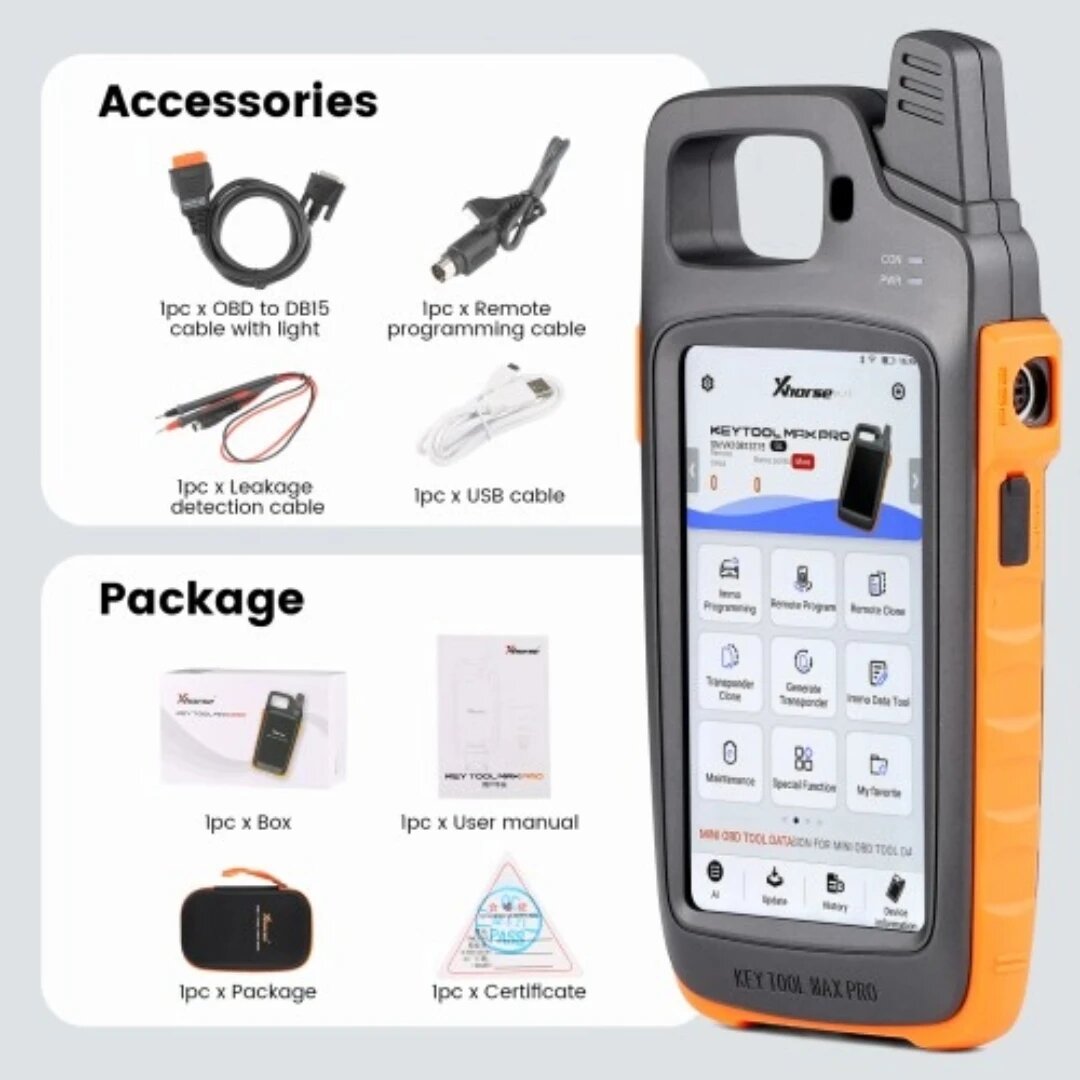 Ключевой инструмент Xhorse VVDI Max Pro с функцией MINI OBD Tool, поддержка CAN FD/напряжения и тока утечки