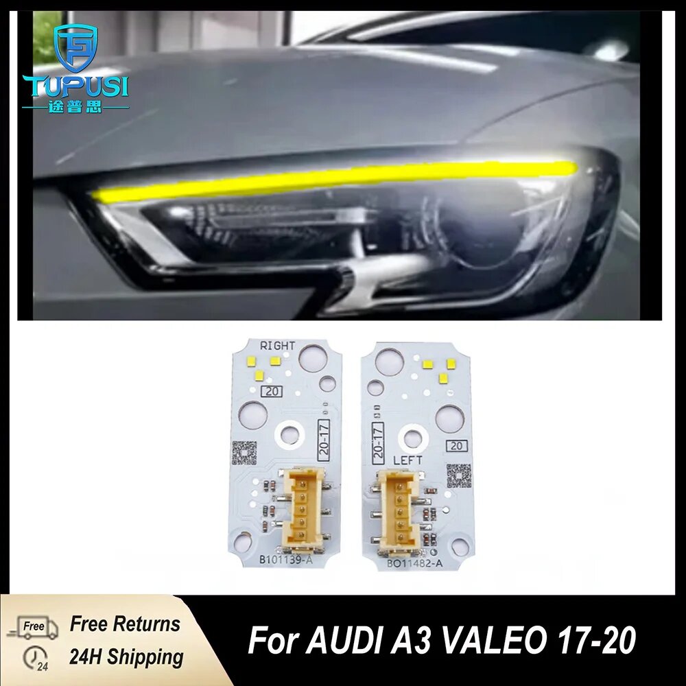 Комплект Из 2 Желтых Светодиодных Модулей ДХО Для Audi A3 VALEO 2017-2020, Совместимых С 8V0998473, 8V0998474, 90070223