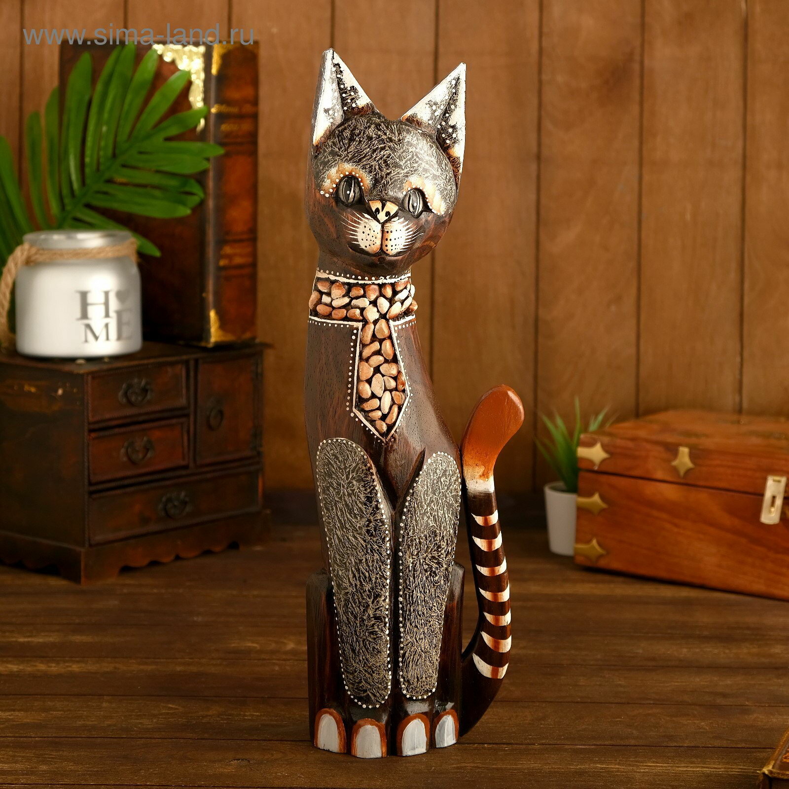 Фигура интерьерная "Кошка", 50 см, дерево, форма фигуры: кошка, кот