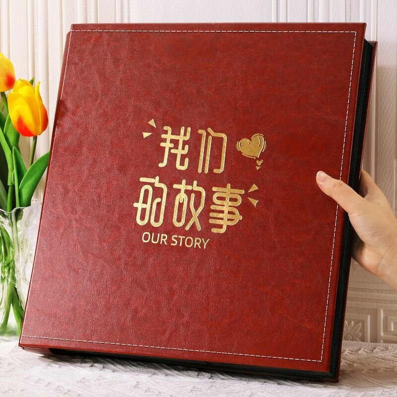 Фотоальбом большой вместимости для пар, семейный фотоальбом, памятный альбом, фотоальбом с проложенными листами, в кожаном переплете.