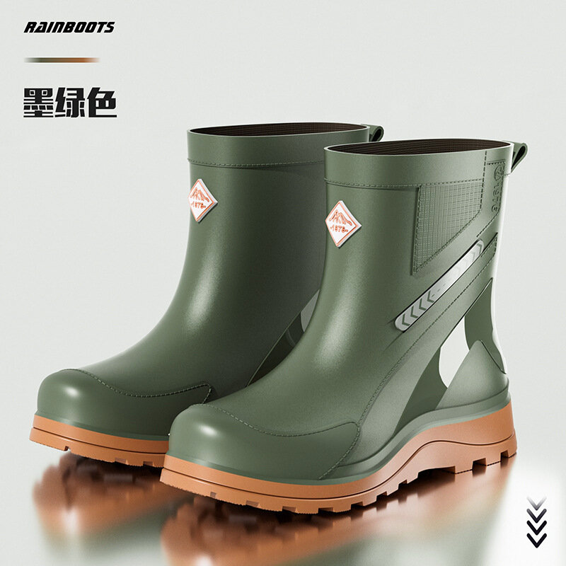 Мужские модные резиновые сапоги, удобные, универсальные ботинки на мягкой подошве для рыбалки на открытом воздухе, нескользящие кухонные ботинки, водонепроницаемые ботинки для мытья автомобилей. Размер обуви. EU:40