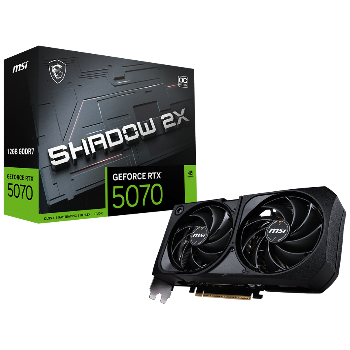 Видеокарта MSI RTX5070 SHADOW 2X OC уц-2 12GB GDDR7 192bit 3xDP HDMI 2FAN RTL