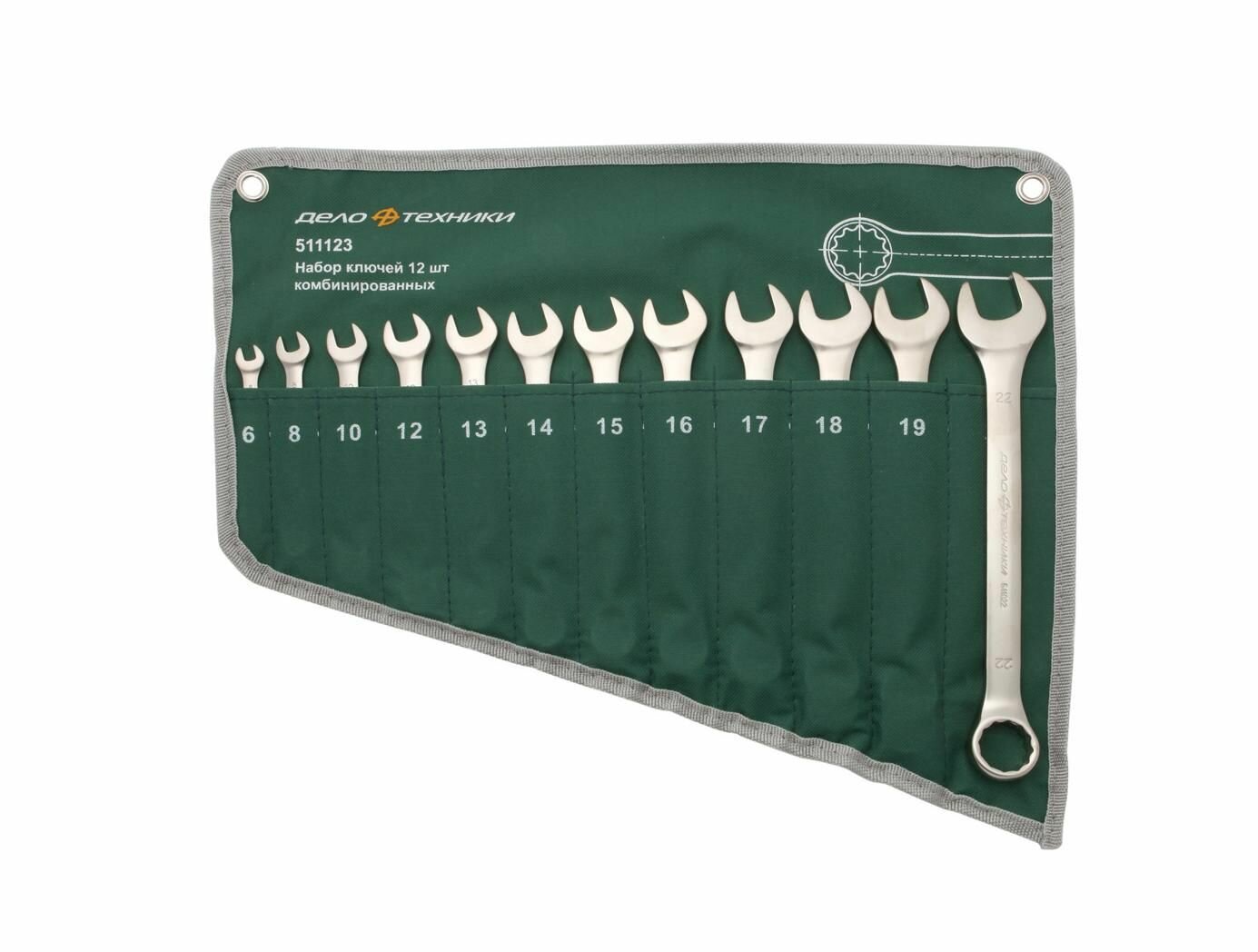 Набор ключей комбинированных (евро) 12 шт. планшет тетрон, Дело Техники, 511123