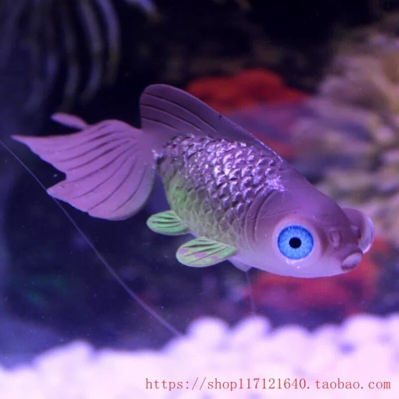 Несветящаяся коричневая силиконовая золотая рыбка с присоской для аквариумов