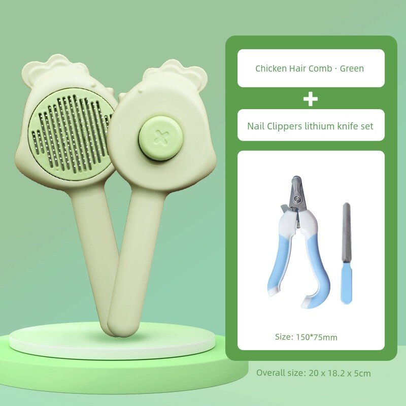 Зеленая набор для ухода за шерстью с кусачками для ногтей для кошек и собак