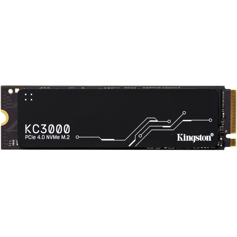 Твердотельный накопитель Kingston SSD KC3000 SKC3000S/1024G, 1024GB, M.2(22x80mm), NVMe, PCIe 4.0 x4, 3D TLC, R/W 7000/6000MB/s, IOPs 900 000/1 000 000, DRAM buffer 1024MB, TBW 800, DWPD 0.71, with Heat Spreader, гарантия 5 ЛЕТ