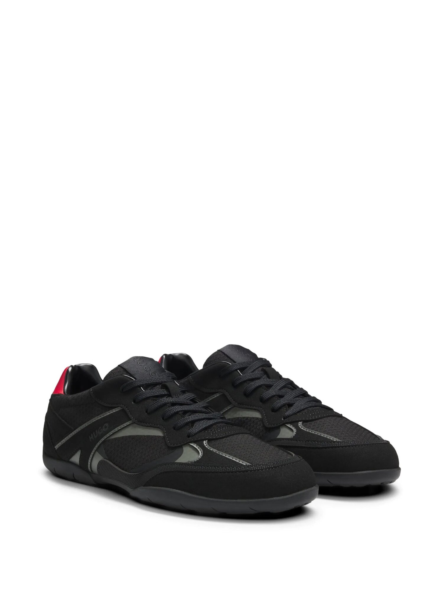 Кроссовки HUGO Mesh-panelled sneakers, размер 41 EU, black/black — фото 1