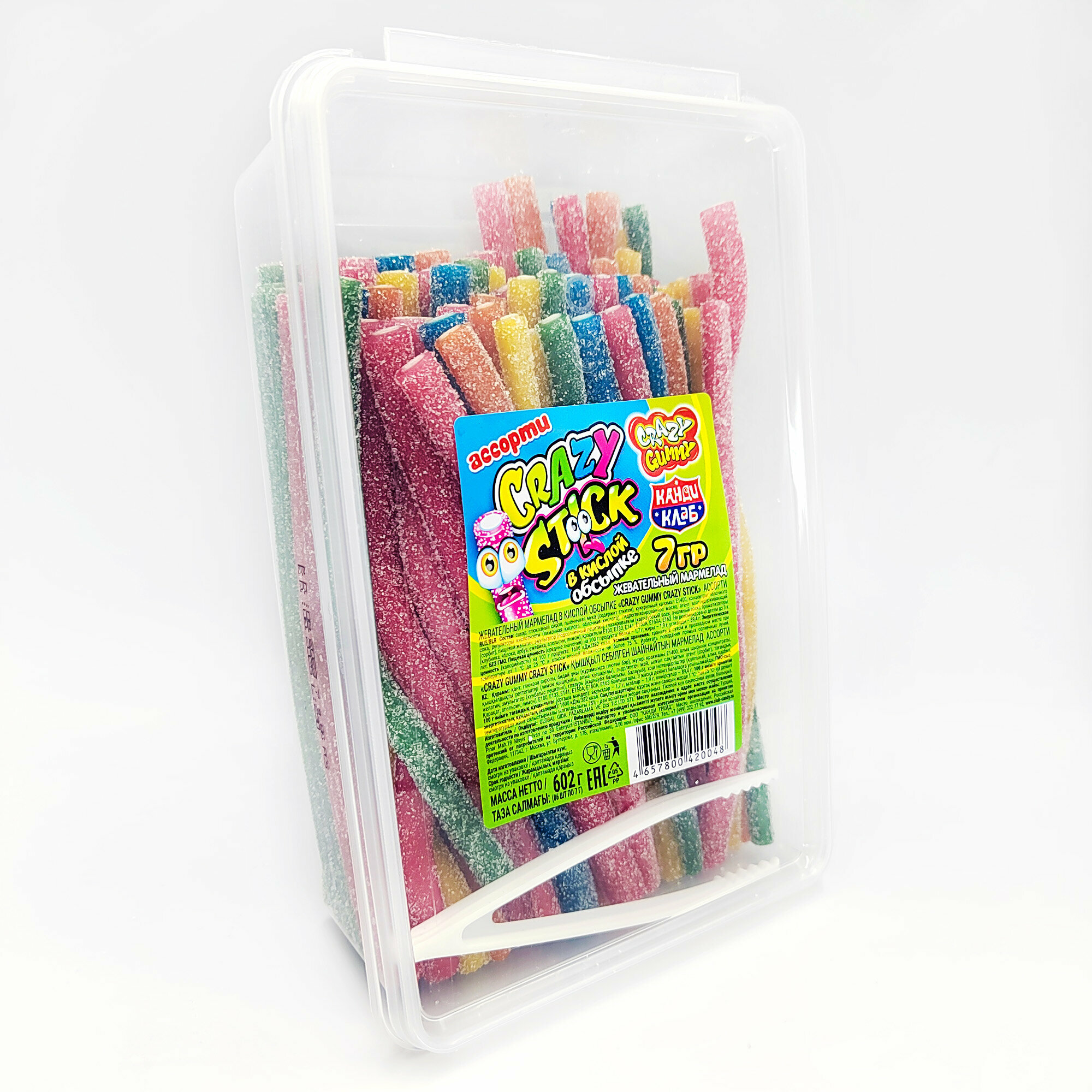 Мармелад "Crazy Gummy Stick", жевательный, ассорти, кислая обсыпка, 86 шт