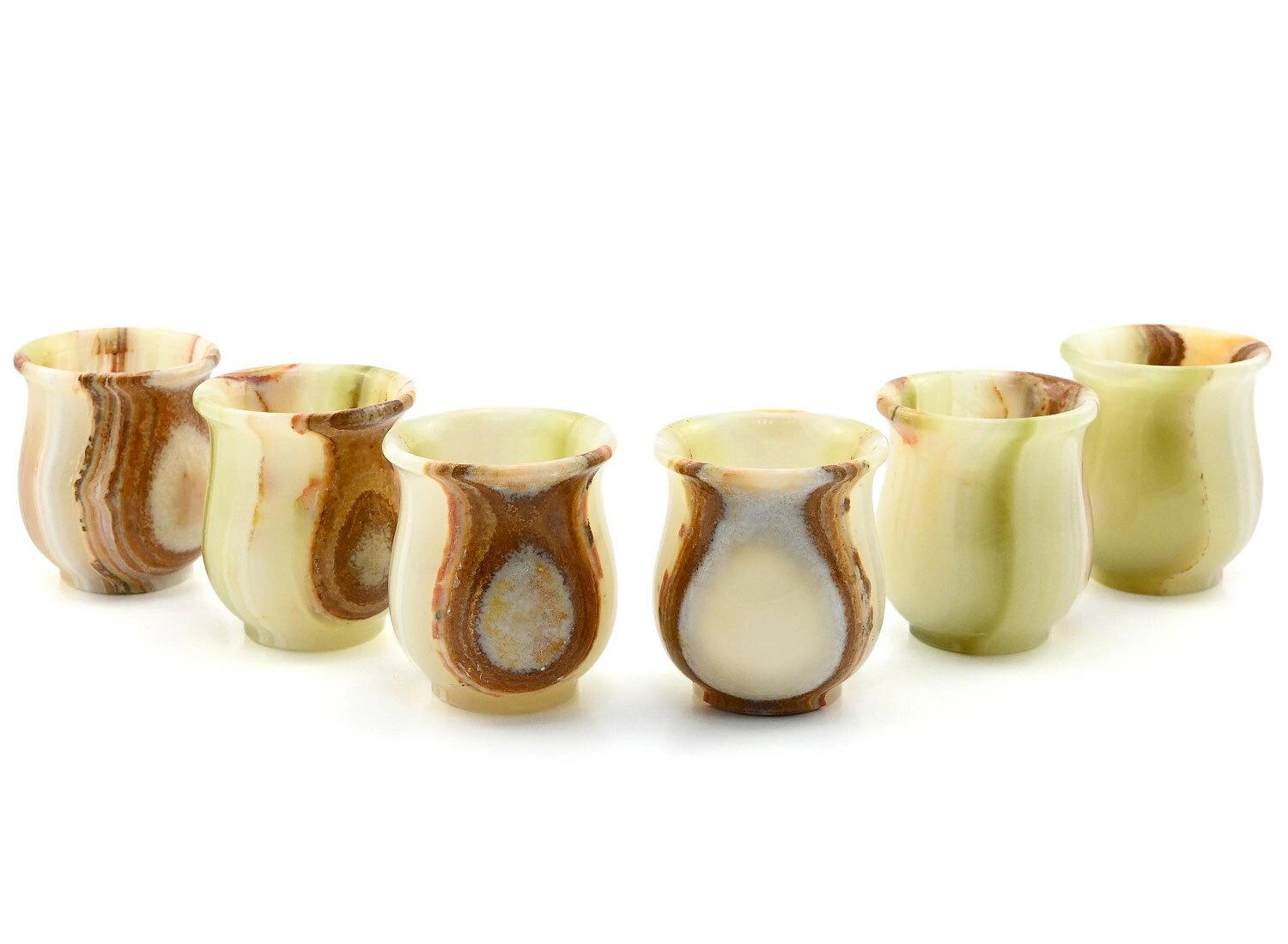 Набор стаканов ручной работы из оникса 6 шт 65*65*70мм .