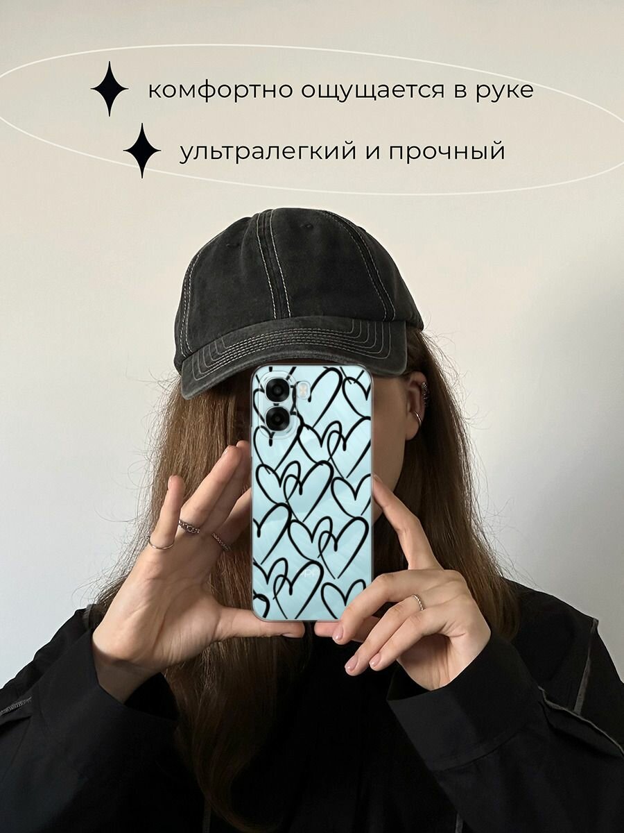 Силиконовый чехол на Oppo A6x / Оппо A6x с принтом Hearts doodle black 1 — фото 1
