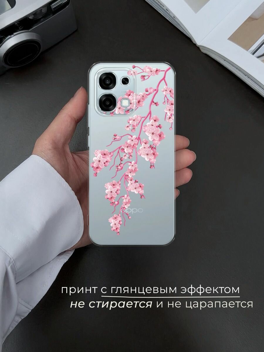 Силиконовый чехол на Oppo A6 Pro / Оппо A6 Про с принтом Ветка сакуры 2 — фото 1
