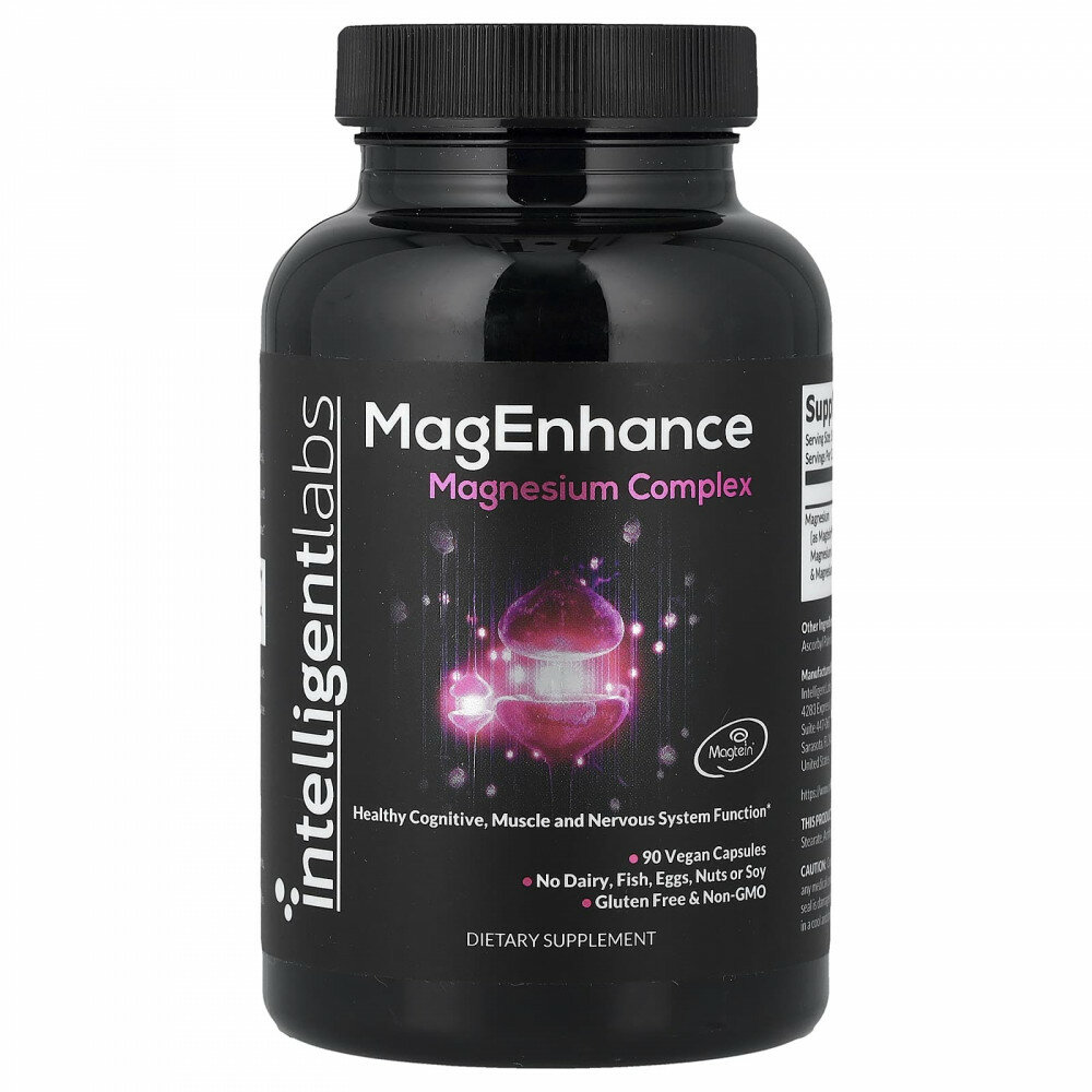 Intelligent Labs, MagEnhance, комплекс магния, 90 веганских капсул