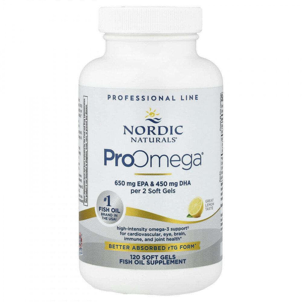Nordic Naturals, ProOmega®, лимон, 120 капсул (640 мг в 1 капсуле)