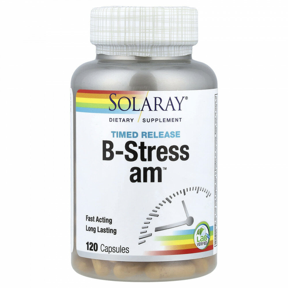 Solaray, B-Stress AM™, замедленное высвобождение, 120 капсул