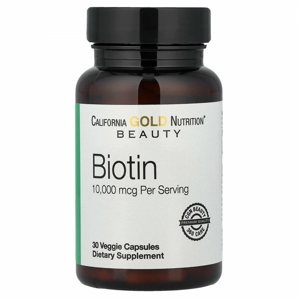 California Gold Nutrition, Биотин, 10 000 мкг, 30 растительных капсул