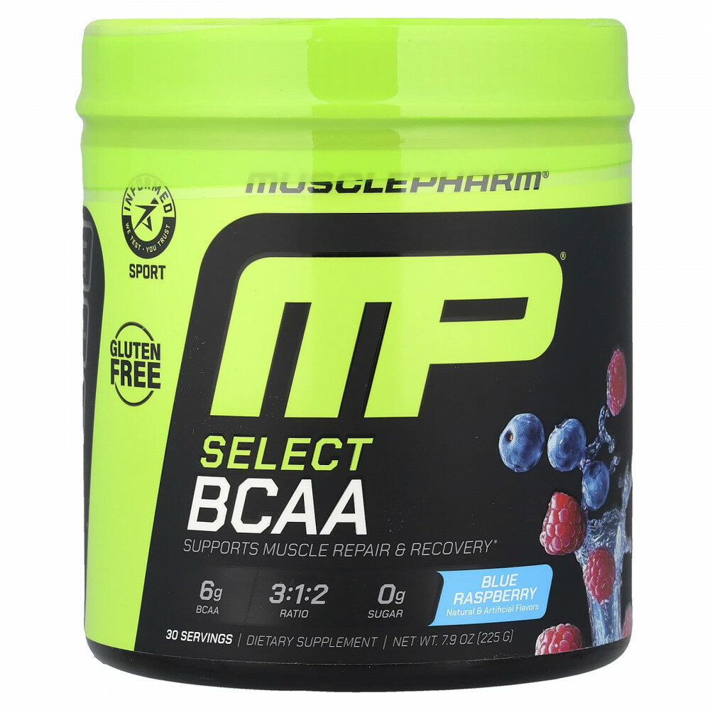 MusclePharm, Select BCAA, голубая малина, 225 г (7,9 унции)