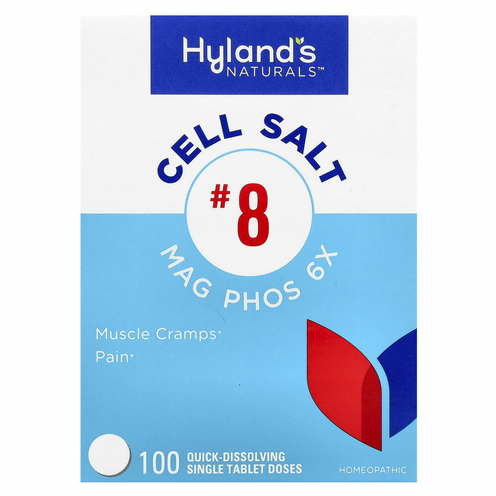 Hyland's Naturals, Cell Salt # 8, Mag Phos 6X, 100 быстрорастворимых таблеток