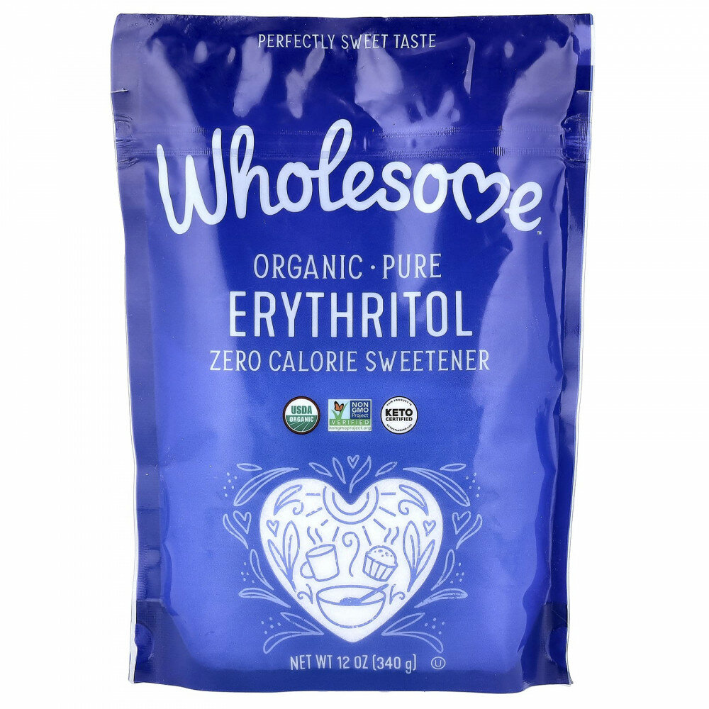 Wholesome Sweeteners, органический чистый эритритол, подсластитель с нулевым содержанием калорий, 340 г (12 унций)