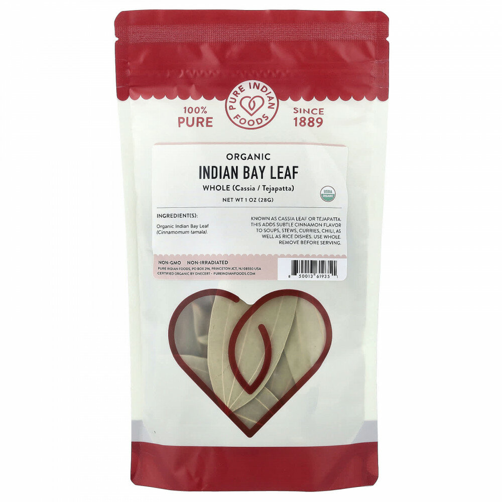 Pure Indian Foods, Органический индийский лавровый лист, цельный, 28 г (1 унция)