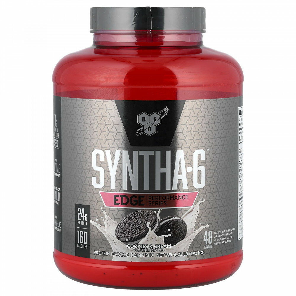 BSN, Syntha-6® Edge, протеиновая смесь для приготовления напитка, печенье и сливки, 1,92 кг (4,23 фунта)