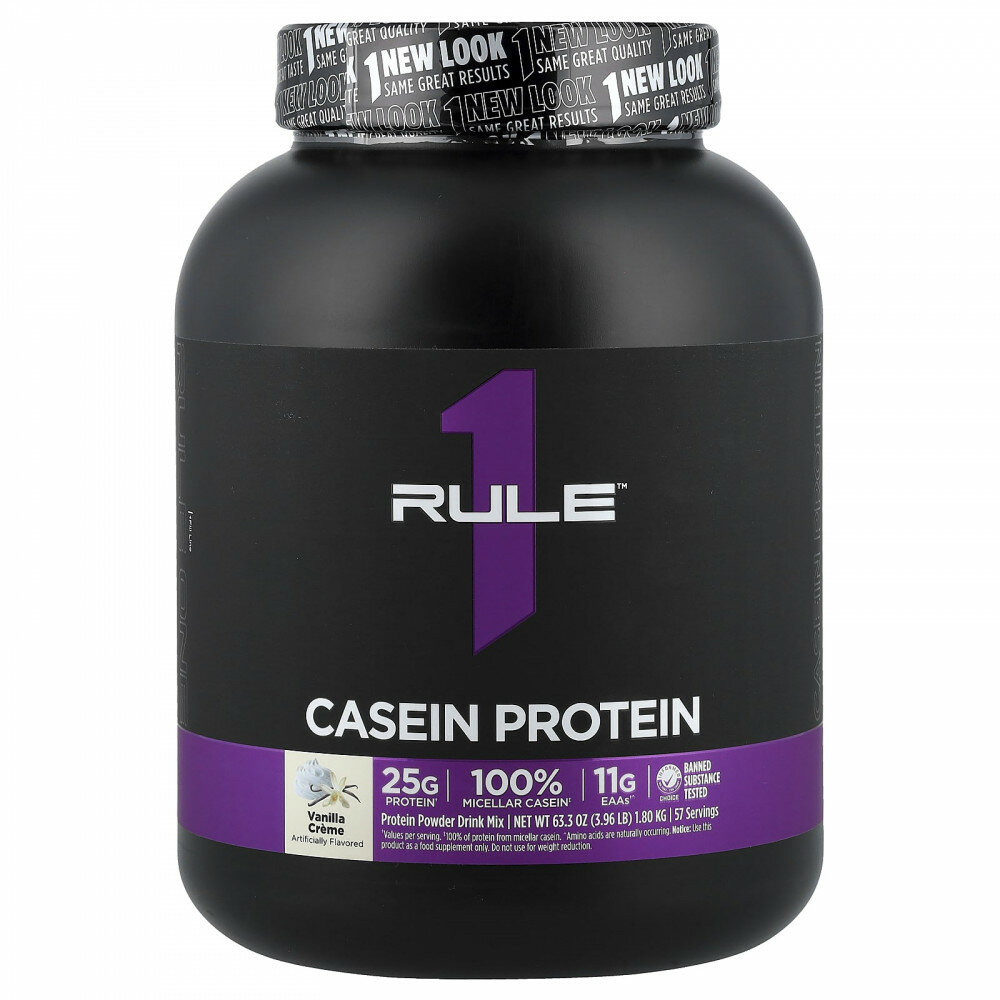 Rule One Proteins, казеиновый протеин, со вкусом ванильного крема, 1,8 кг (3,96 фунта)