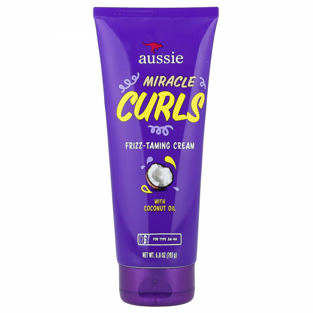 Aussie, Miracle Curls, крем для укрощения пушения, с кокосовым маслом, 193 г (6,8 унции)