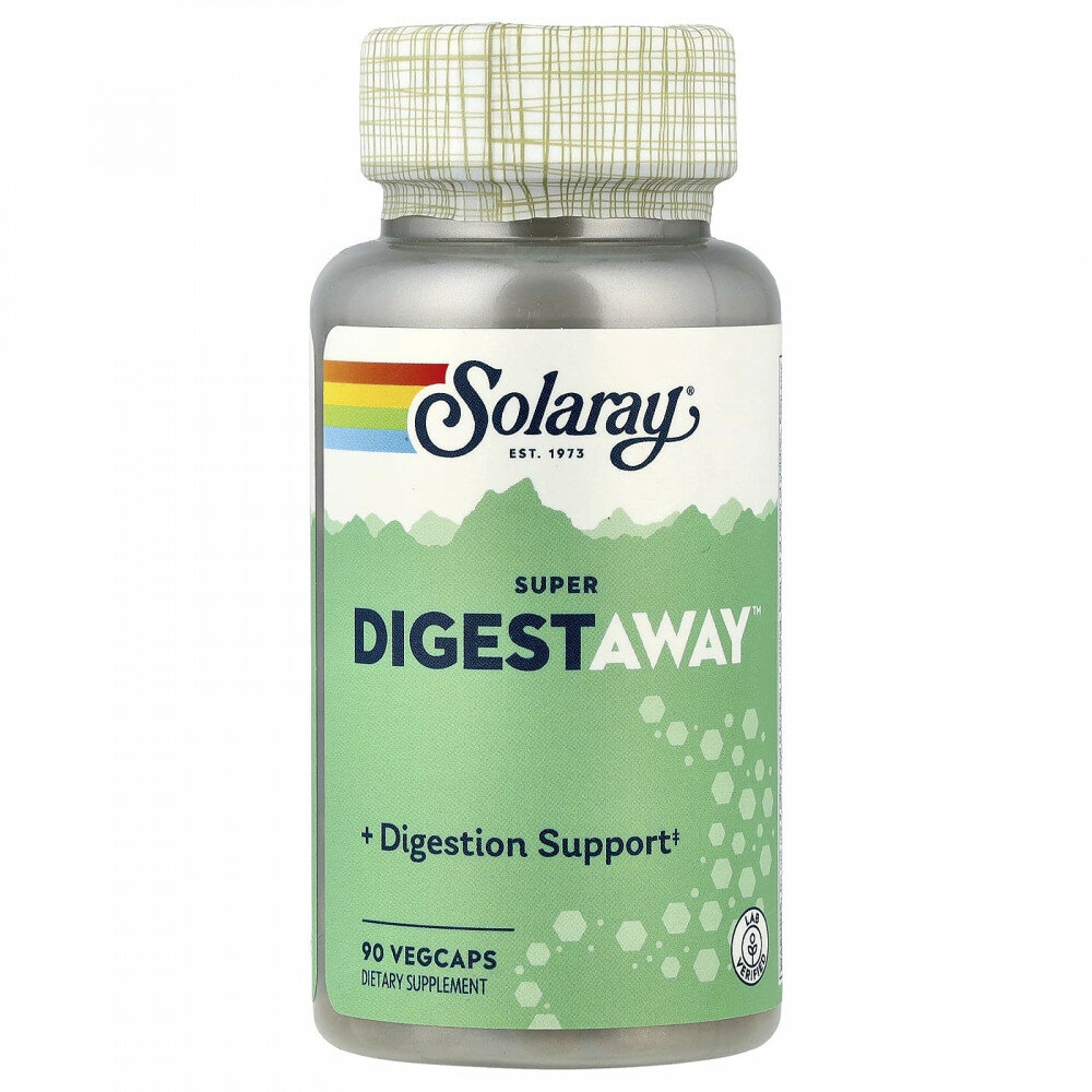 Solaray, Super Digestaway, смесь пищеварительных ферментов, 90 вегетарианских капсул