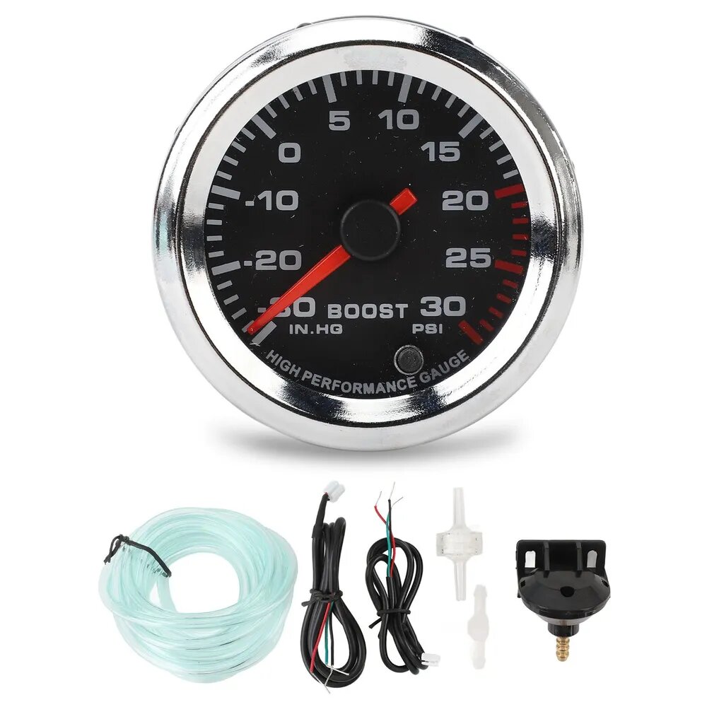 Цифровой манометр наддува 52 мм, 0-30 psi, 7-цветный, точный, 12V