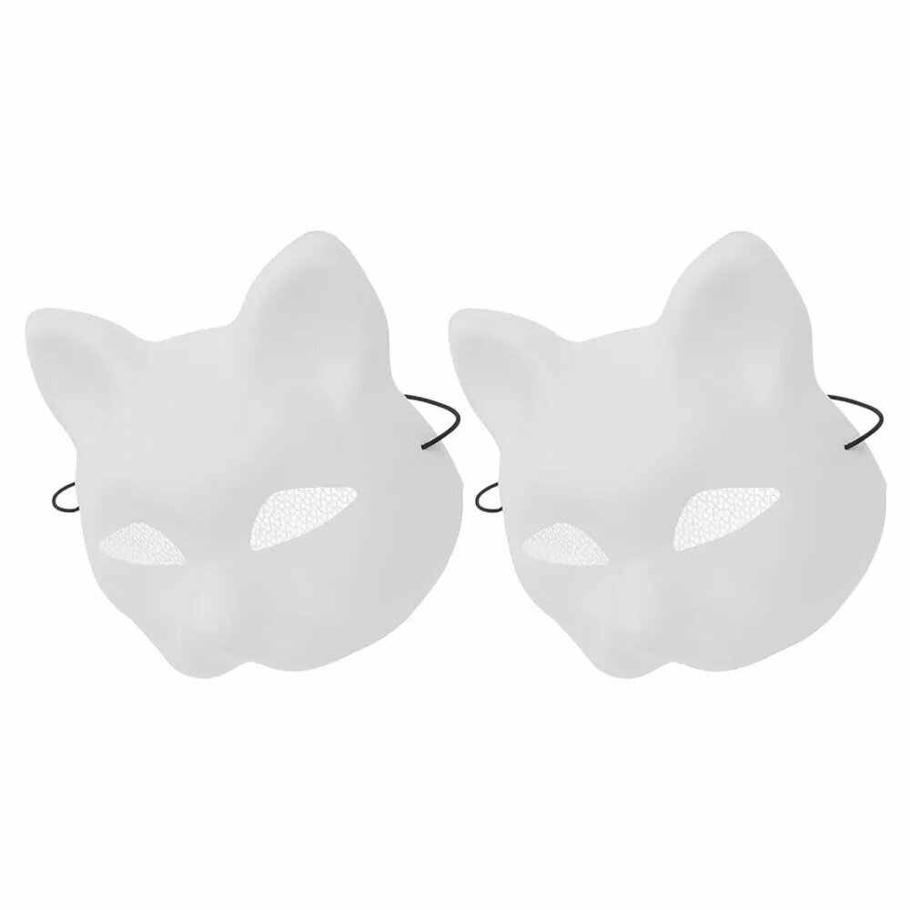Белая пластиковая маска для лица кота из пвх для творчества и детских праздников, набор из 2 штук
