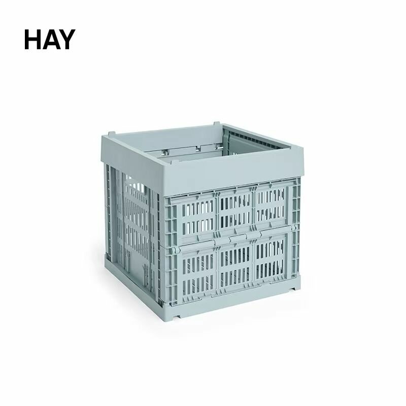 Складной ящик HAY Colour Crate, квадратный пластиковый контейнер для хранения, настольный органайзер