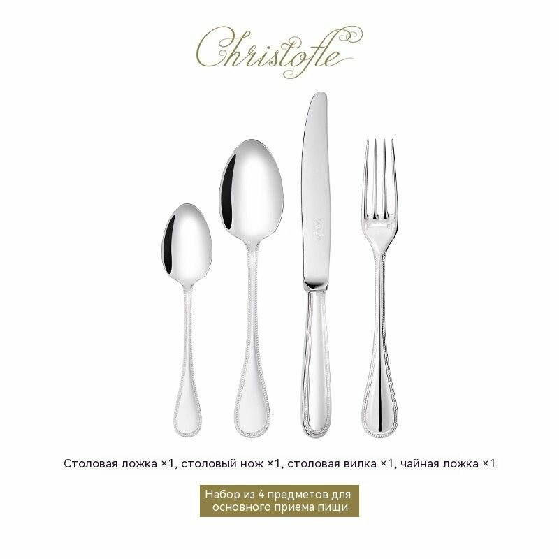 Christofle столовый набор нержавеющая сталь, ножи вилки ложки, подарочный