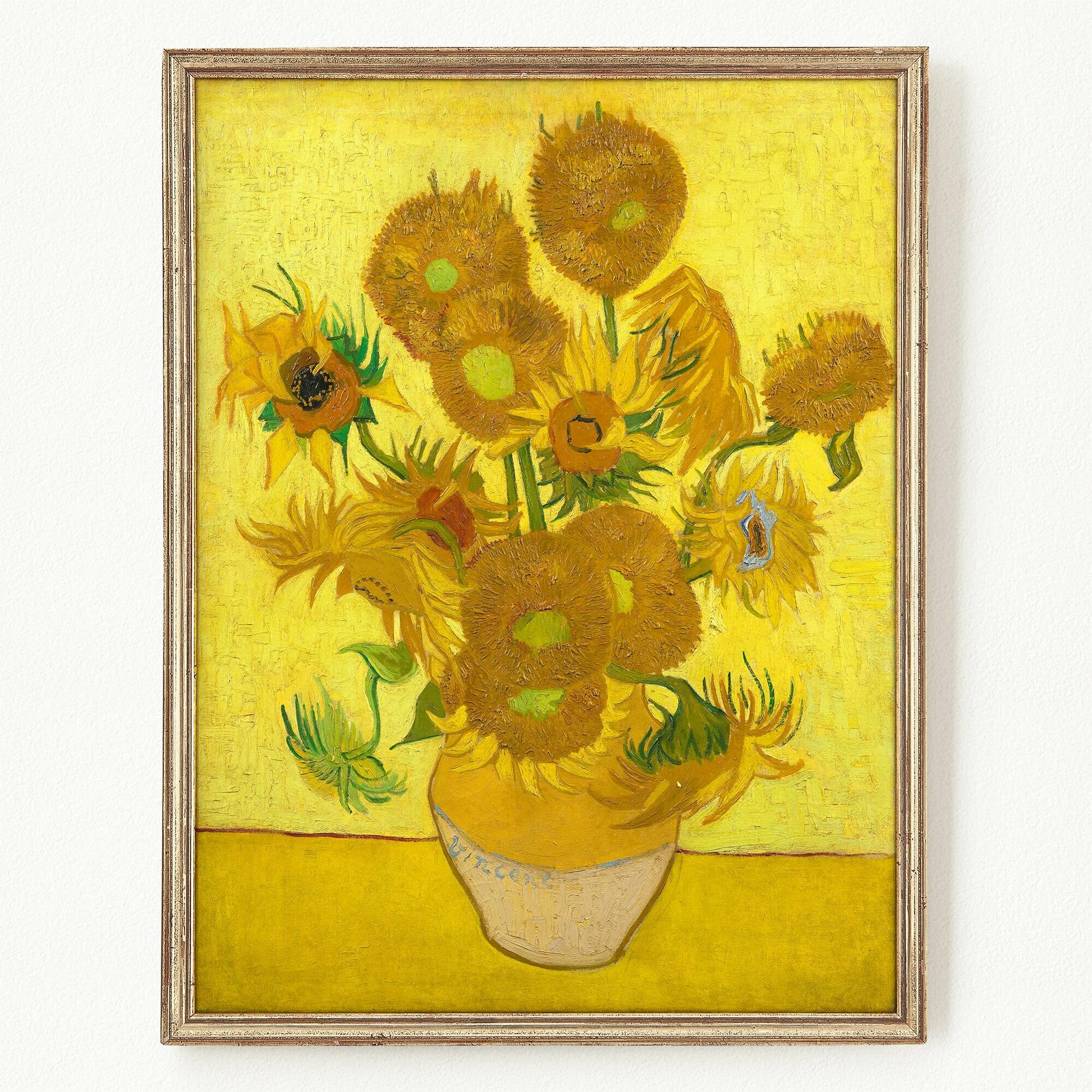 Постер "Ваза с пятнадцатью подсолнухами - Винсент ван Гог", 30х40 см (без рамки)