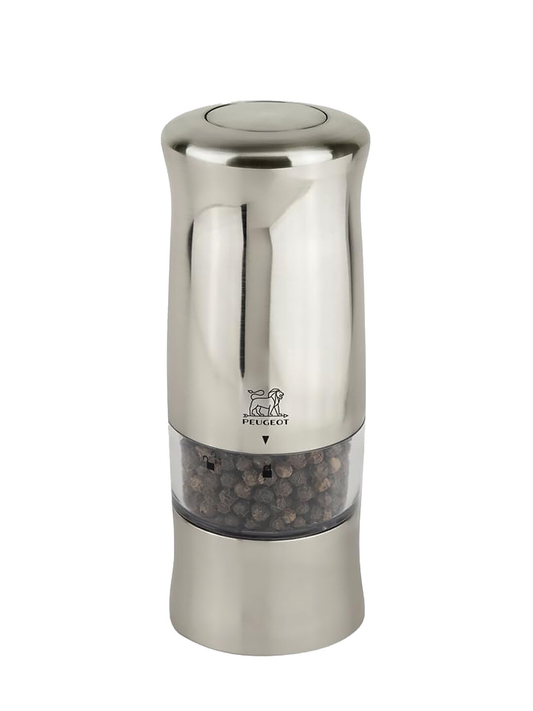 Мельница для перца электрическая 14 см перцемолка с подсветкой, перечница с регулировкой помола, Peugeot "Zeli", хром