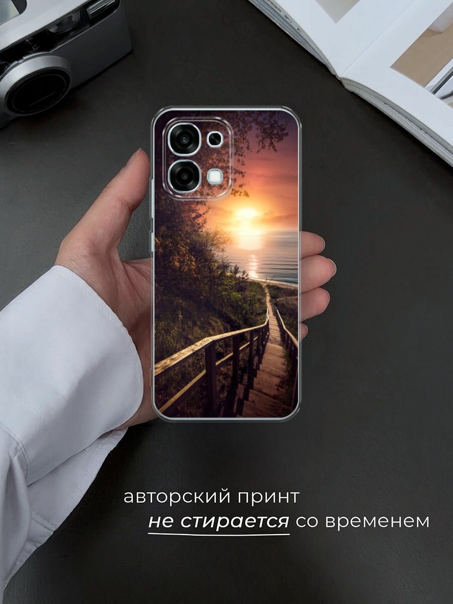 Силиконовый чехол на Oppo A6 Pro / Оппо A6 Про с принтом Мост у воды — фото 1