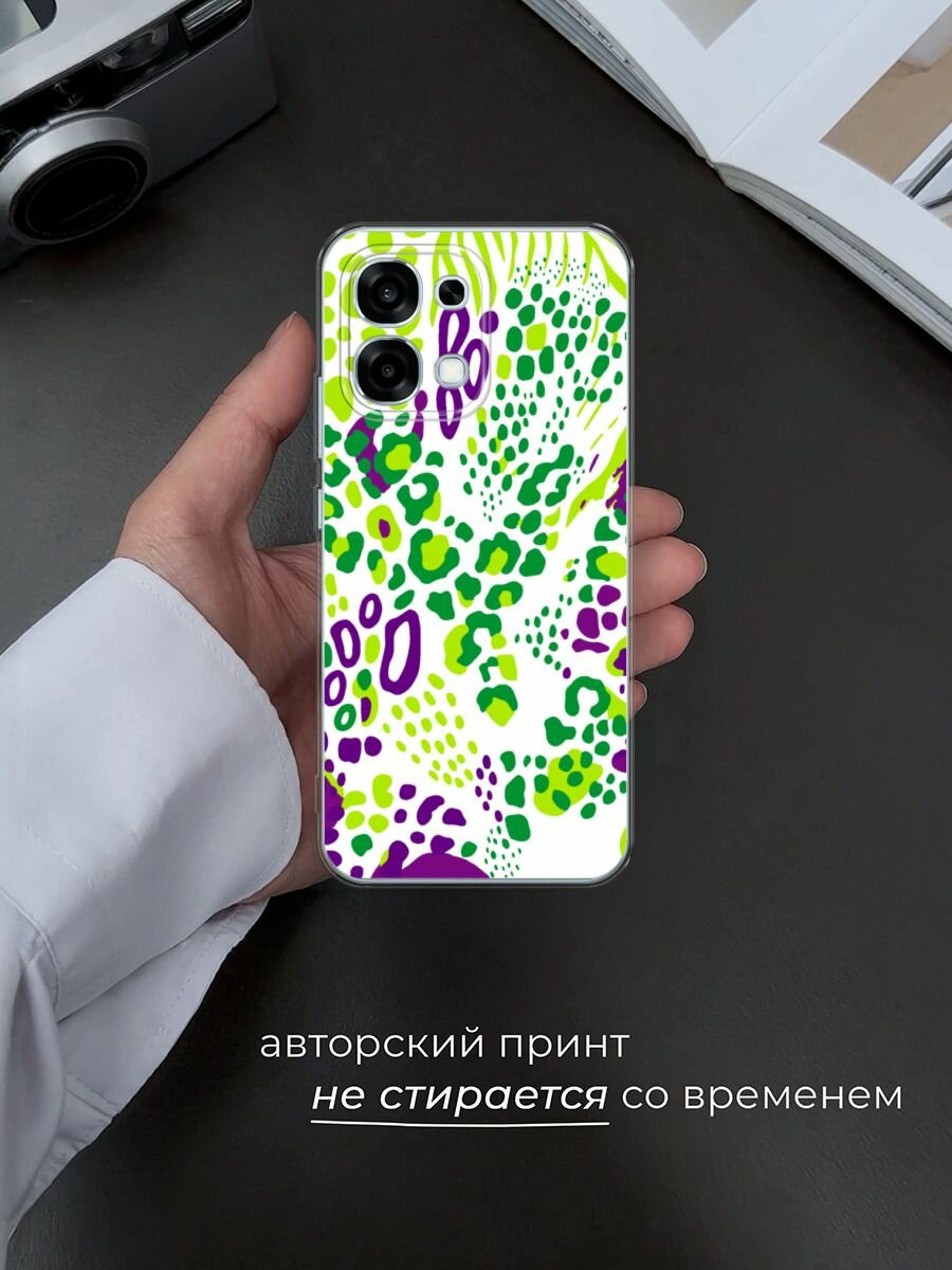 Чехол на Oppo A6 Pro / Оппо A6 Про с принтом Зеленый леопардовый фон — фото 1
