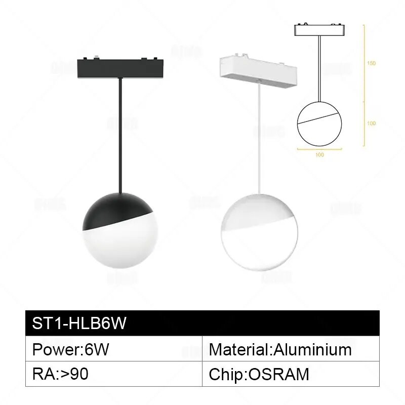 Светодиодный подвесной светильник ST1-HLB6W 6W черный/белый