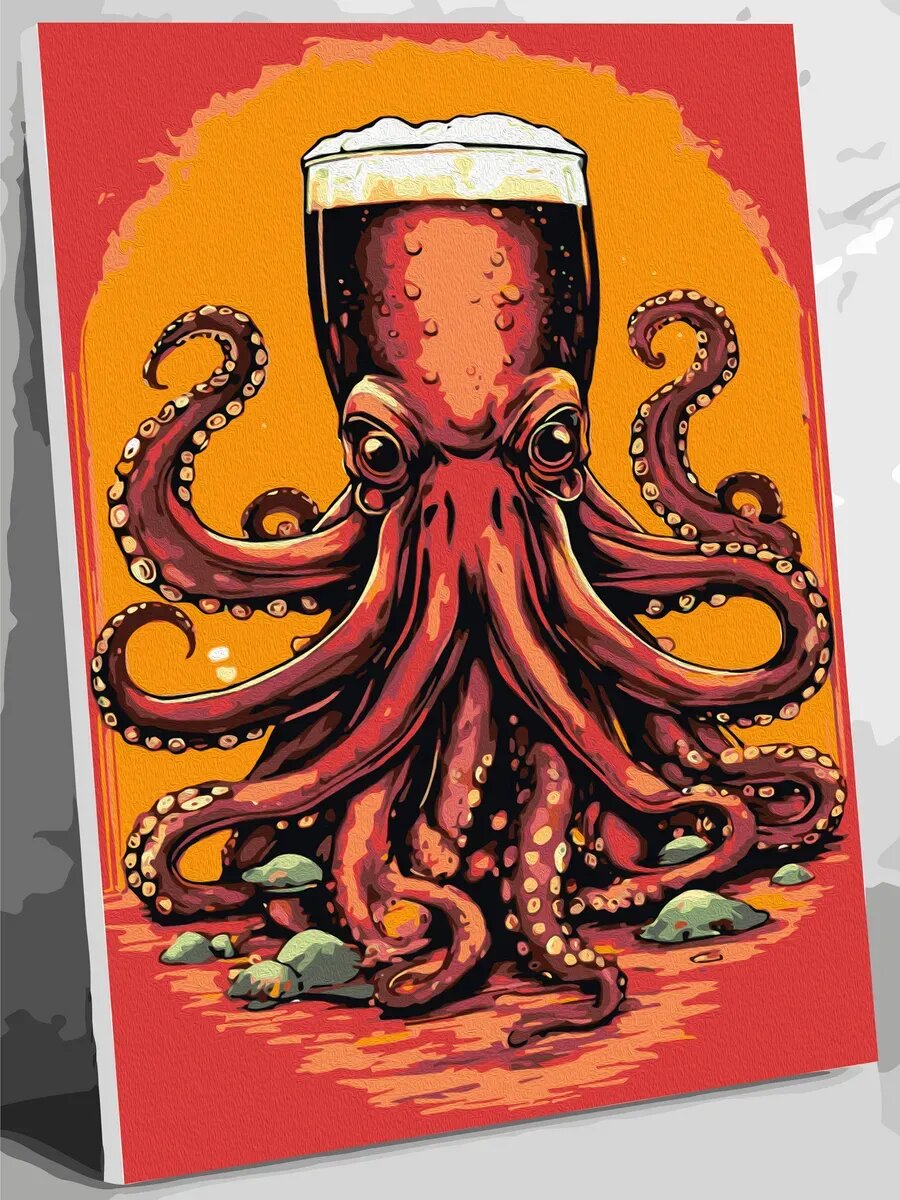 Картина по номерам Напиток Пиво Осьминог