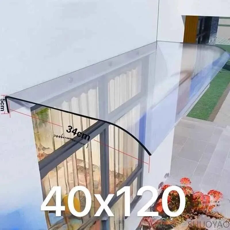 Маркизы прозрачные для балконов и террас 40x120 см, прозрачный, из полиэтилена