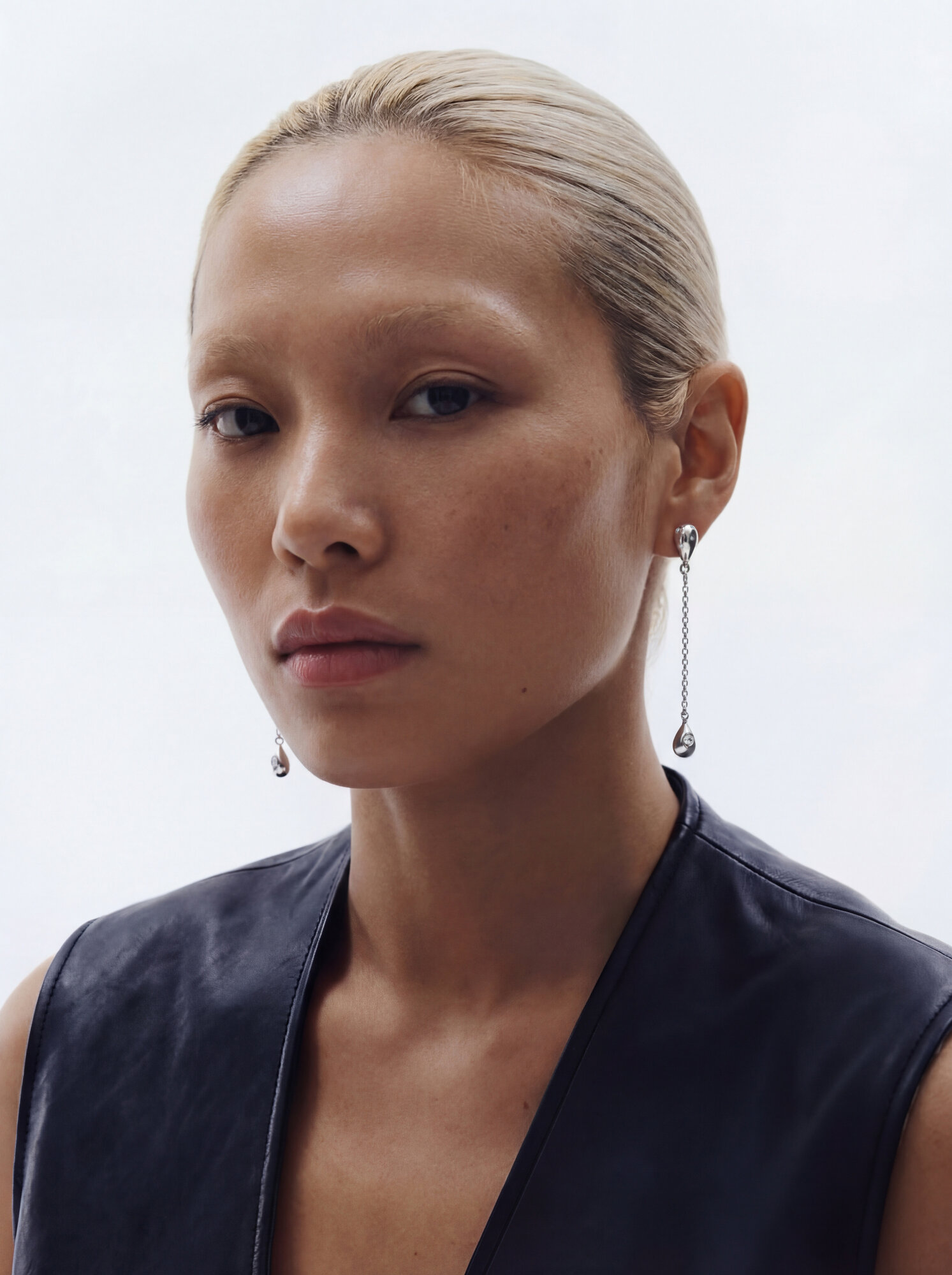 Серьги пусеты, фианит