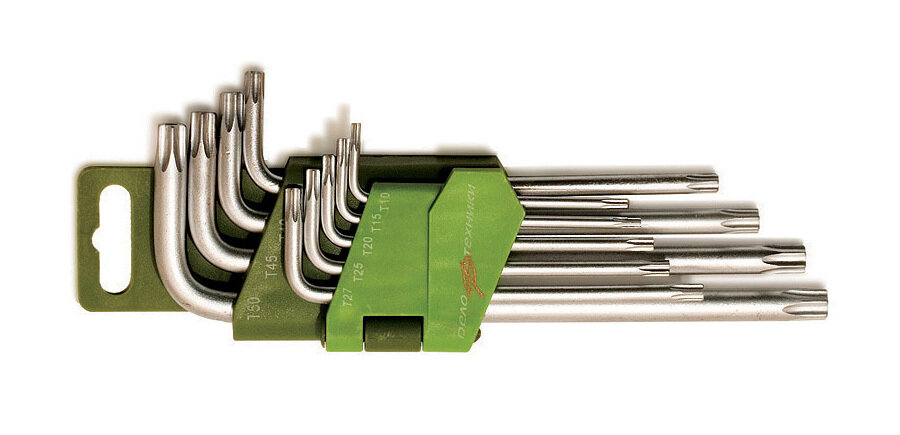 Набор ключей TORX 9 шт с отверстием (Т10, Т15, Т20, Т25, Т27, Т30, Т40, Т45, Т50) (ДелоТехники)