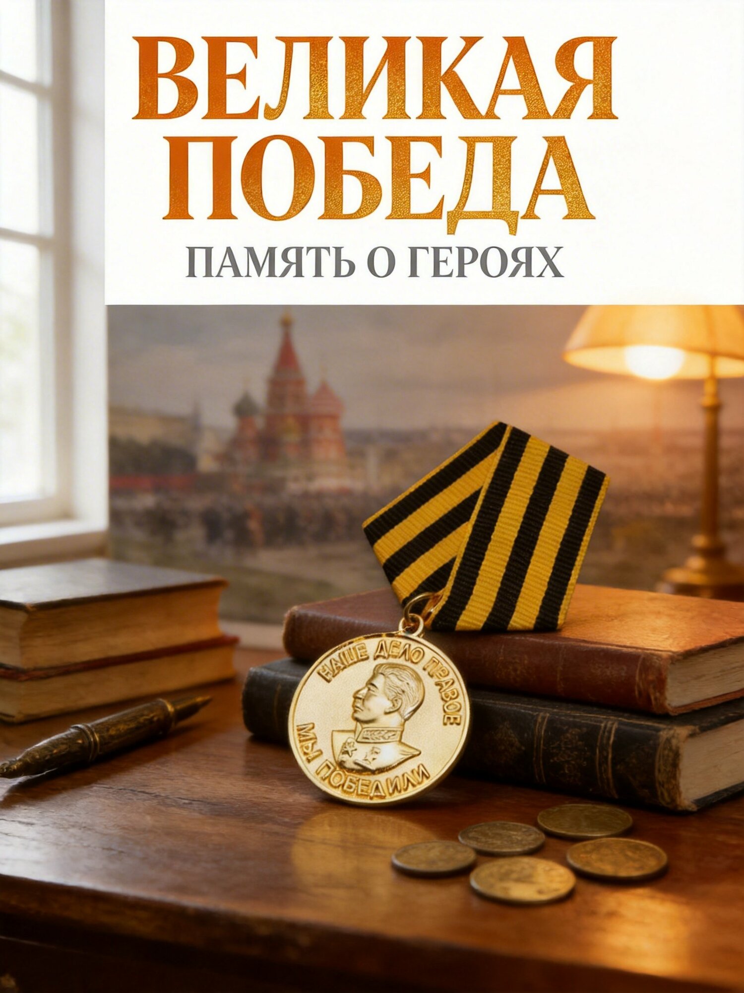 Муляж медаль За Победу над Германией в ВОВ, памятный сувенир и коллекционная наградная реплика для экспозиций и подарка
