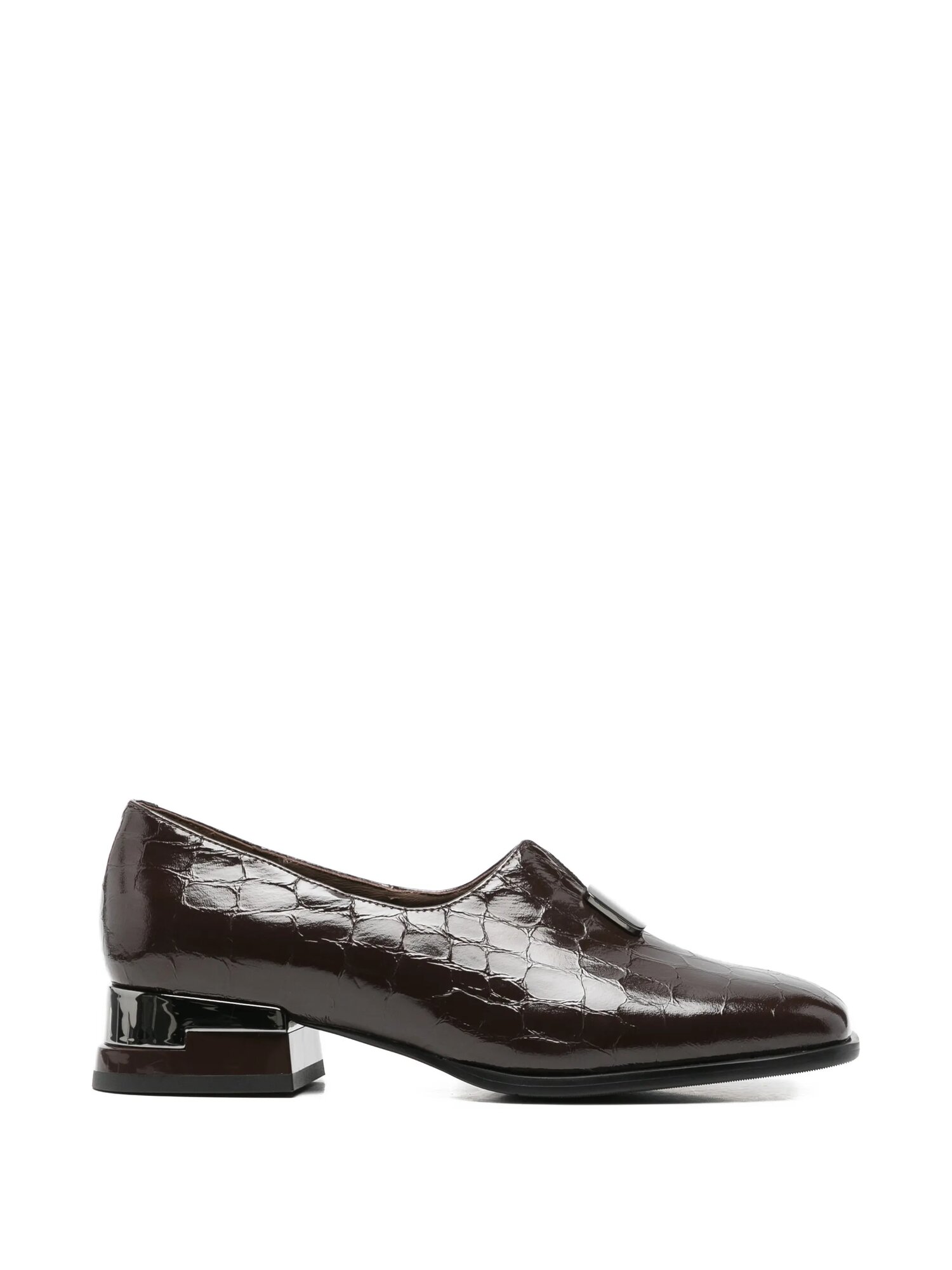 Лоферы Croc-effect block-heel loafers