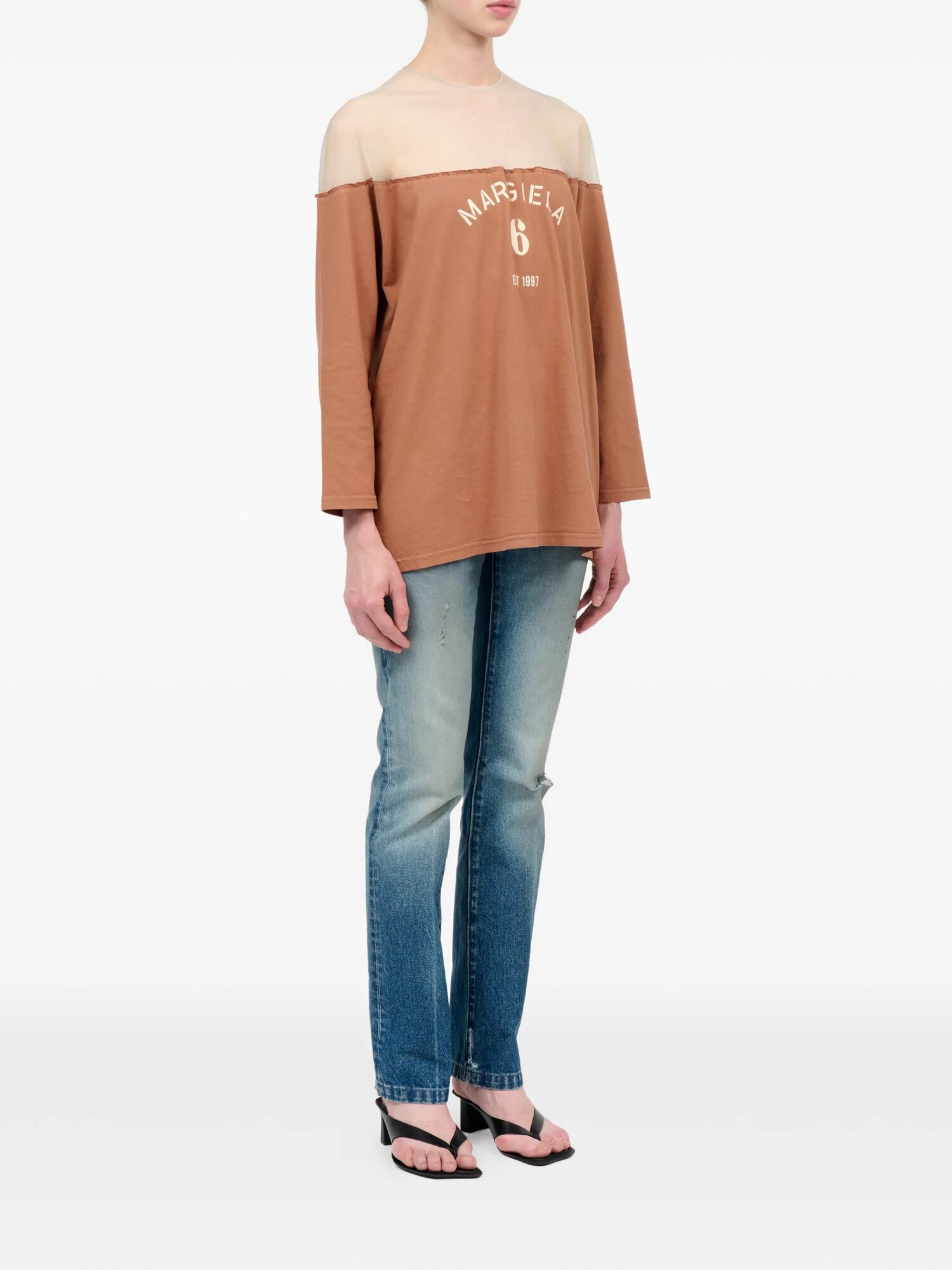 Футболка MM6, размер 42, brown — фото 1