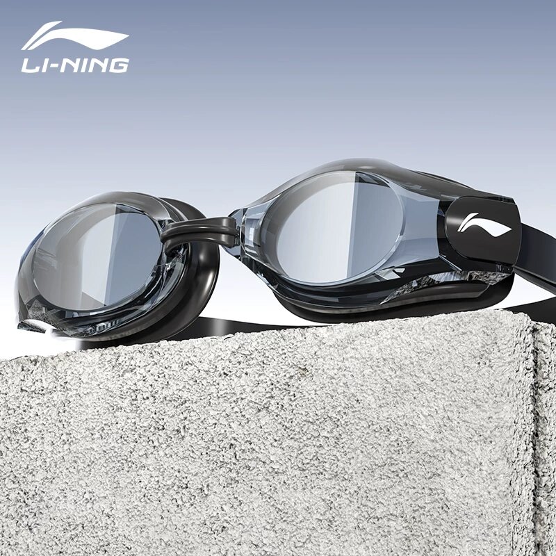 Li-Ning Классические Черные Очки для Плавания с HD Зрением, Анти-Туман Водонепроницаемые Без Коррекции