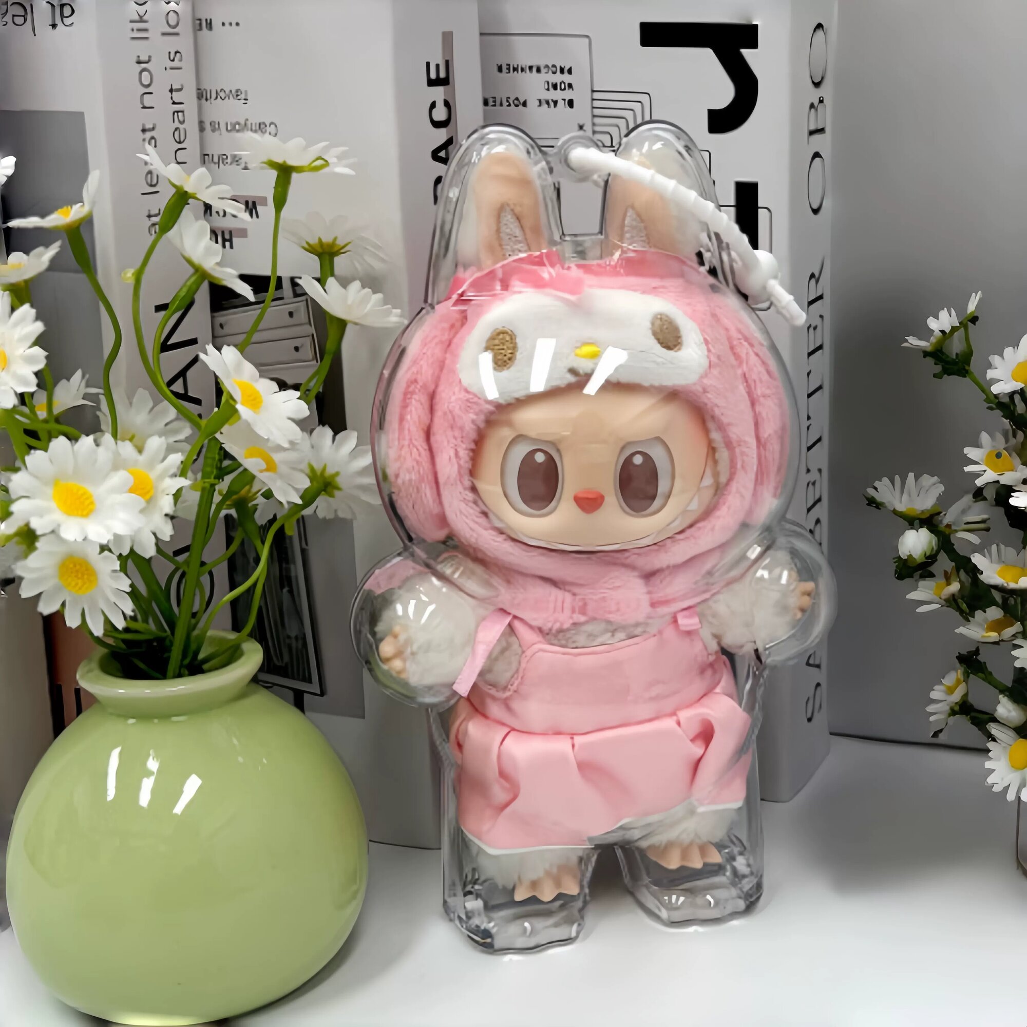 Защитный чехол Labubu Sanrio (совместная коллекция) для виниловой плюшевой куклы Labubu, акриловый пылезащитный чехол
