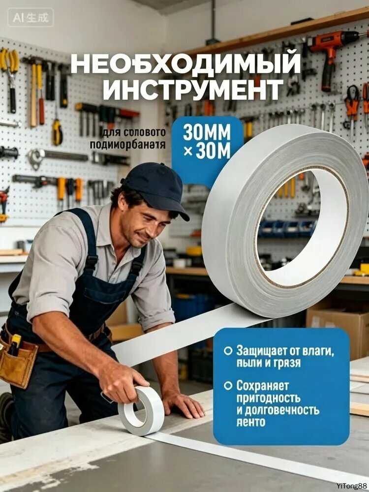 Лента для герметизации поликарбоната 30 мм x 30 м, для торцов сотового поликарбоната, защита от пыли и влаги