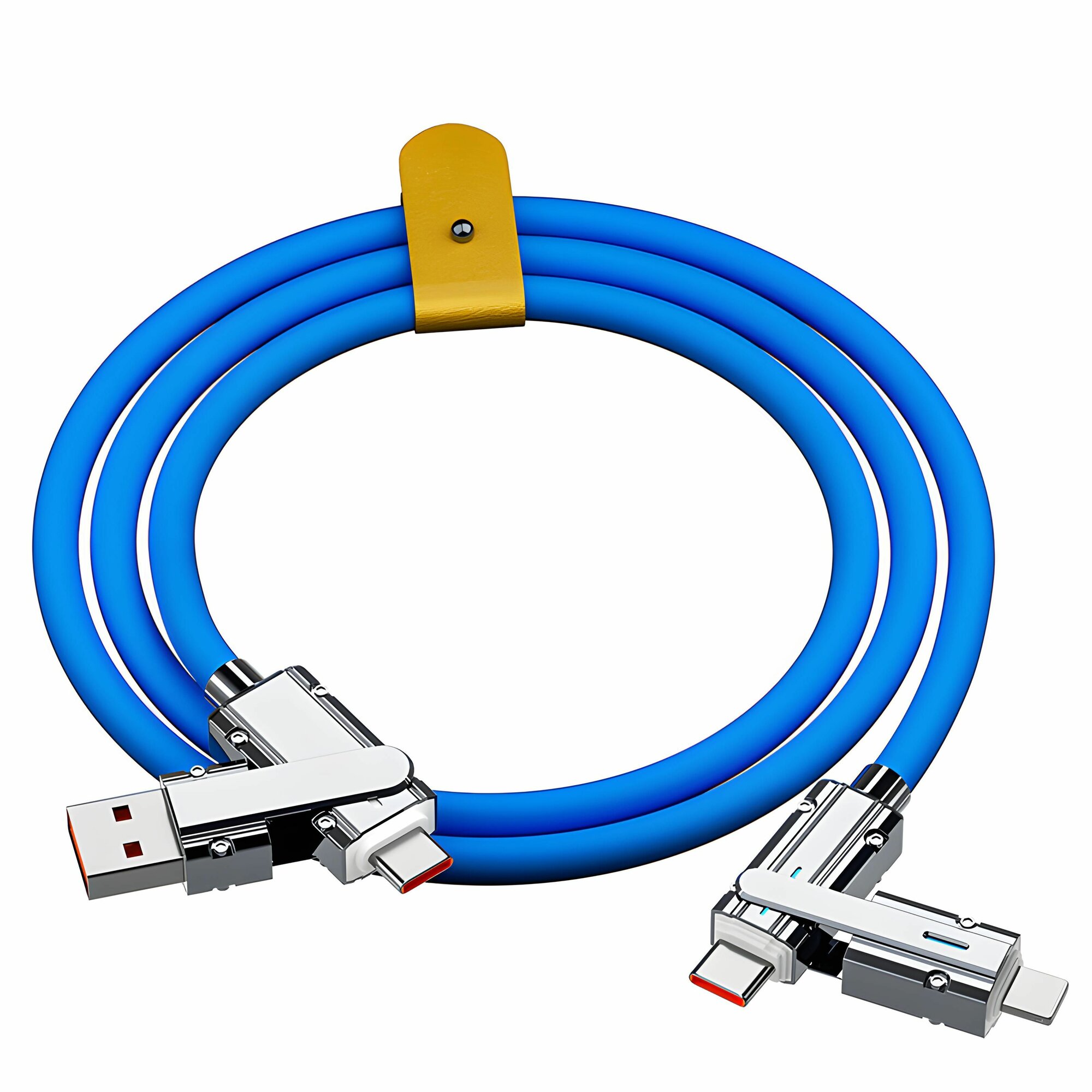 Кабель HB-H 4 в 1, для Apple, Android, USB Type C, miniUSB, длина 1 метр, синий