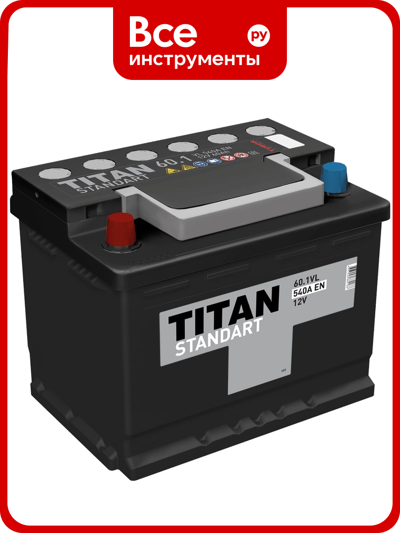 Аккумулятор TITAN STANDART 60.1 VL прямая полярность кальциевая технология для легковых и грузовых автомобилей
