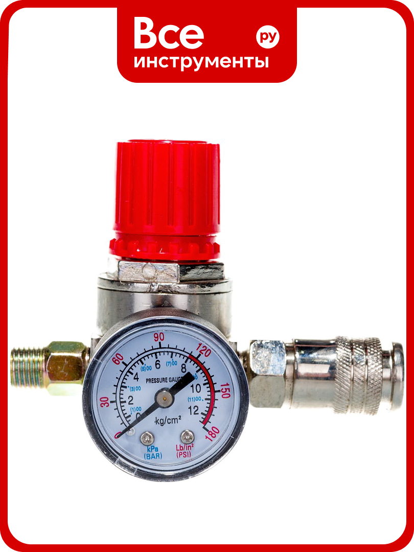 Регулятор давления с манометром резьба Pegas pneumatic 4604 для пневматических систем, соединения 1/4‑дюйм